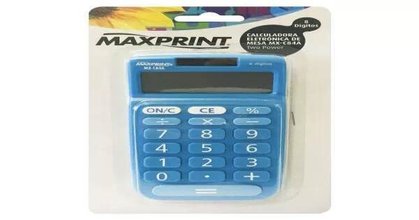 Calculadora mesa mx-c84a 8 dígitos azul Maxprint - Moinho Atacadista