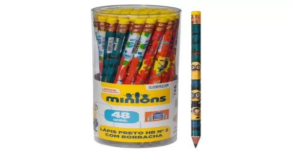 Lápis de escrever Minions com borracha com 48 unidades Molin - Moinho ...